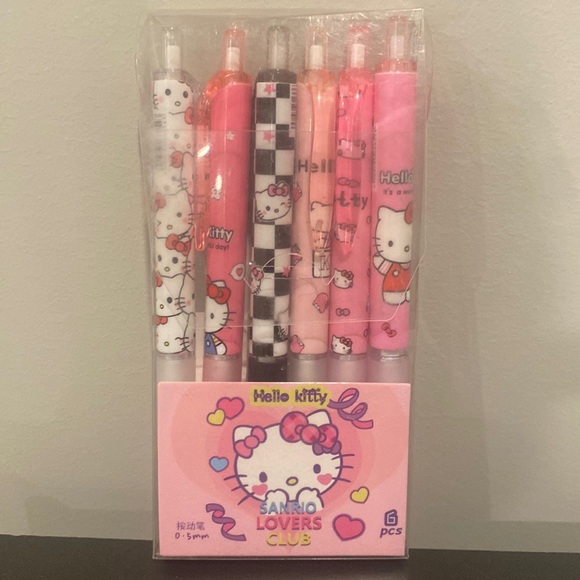 Hello Kitty | Office | Sanrio Hello Kitty Black Gel Pens 5 6 Pack ...